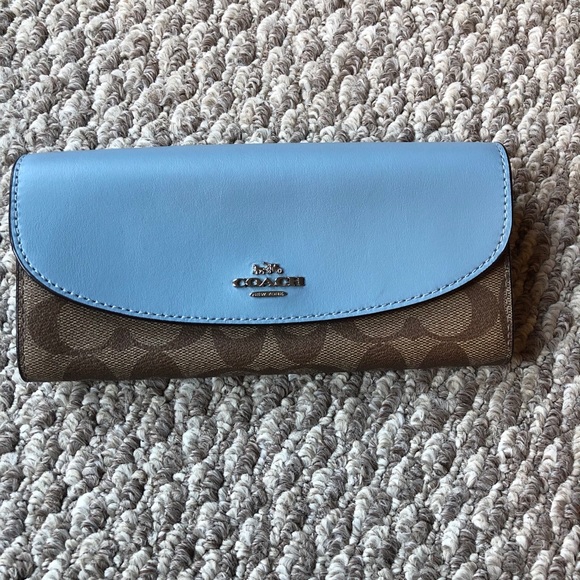 Coach | Bags | Coach Wallet Light Blue And Brown Brand New | Poshmark